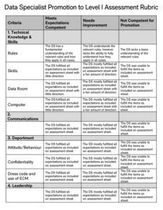 Data Specialist Promotion to Level l – Assessment Rubric (English ...